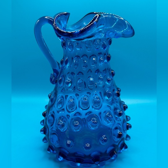 Vintage | Dining | Empoli Blue Hobnail Art Glass Pitcher Made In Italy ...